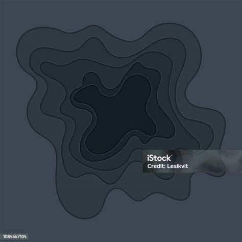 검은 종이 잘라 배경 현실적인 Papercut 장식 물결 모양 레이어3d 지형 구조와 질감을 추상화 합니다 벡터 일러스트입니다 0명에 대한 스톡 벡터 아트 및 기타 이미지