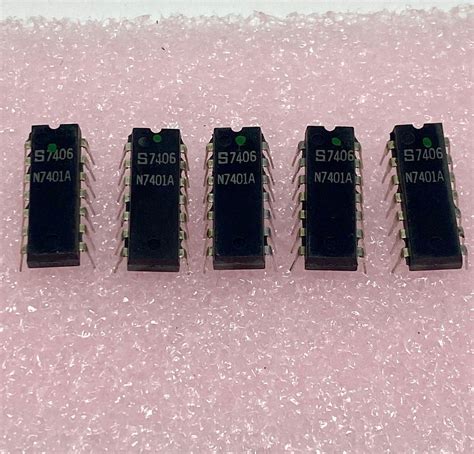 Lot Of 5 Signetics N7401A IC Integrated Circuits 1973 Date Code Cross To SN7401AN Quad 2 Input