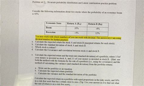 Solved Problem Set 3 Bivariate Probability Distribution And Chegg Com