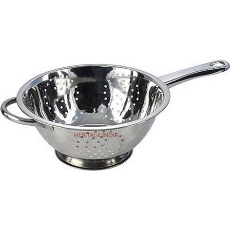 Heritage Polished Stainless Steel Colander With Handle For Hotel