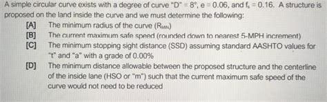 solved [b] a simple circular curve exists with a degree of