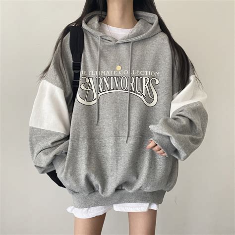 빅사이즈데일리 남녀공용 오버핏 레터링 배색 박시 벌룬 후드티 3color