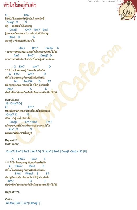 คอร์ด หัวใจไม่อยู่กับตัว รูปภาพ Download Chordcafe