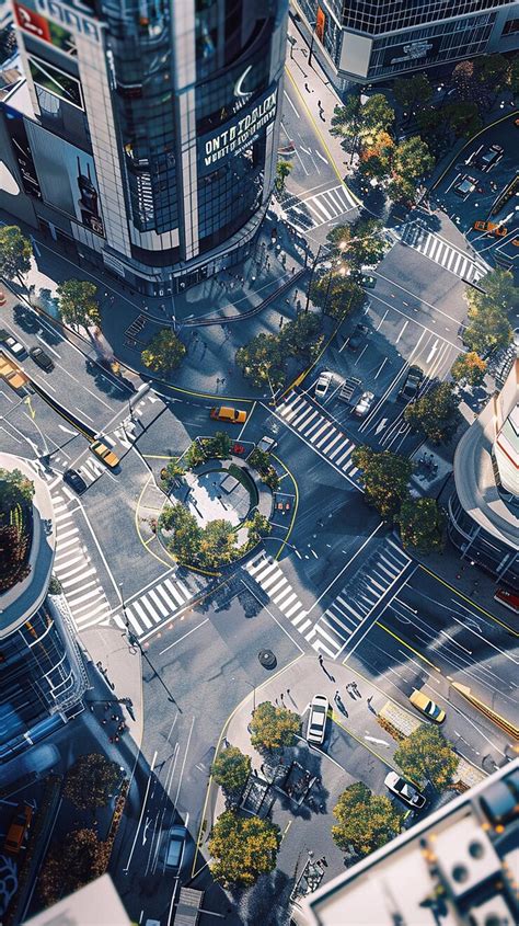 Smart City Intersection With Autonomous Vehicles Premium Ai Generated Image