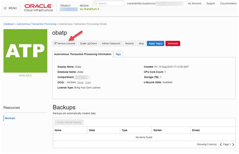 Oracle Base Oracle Cloud Autonomous Transaction Processing Atp Create Service