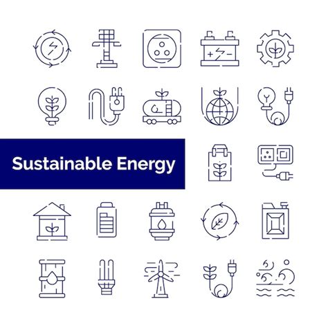 Premium Vector Sustainable Energy Icons Pack Sustainable Energy Symbols Collection Graphic