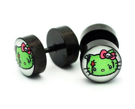 Zombie Hello Kitty Fake Ear Gauge Plug Hello Kitty Ear Gauges Ear
