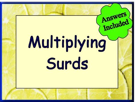 Multiplication Of Surds Over 100 Questions With Answers Teaching Resources