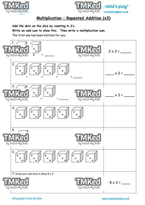 Multiplication Repeated Addition X5 Tmk Education