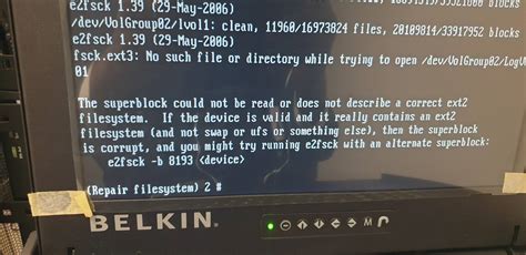 Linux Redhat Server Not Booting The Superblock Could Not Be Read