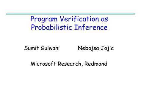 PPT Program Verification As Probabilistic Inference PowerPoint Presentation ID