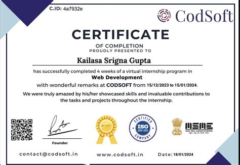 Kailasa Srigna Gupta On Linkedin Codsoft Codsoftinternship Webdevelopment Cip Careergrowth