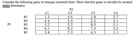 Solved Consider The Following Game In Strategic Normal