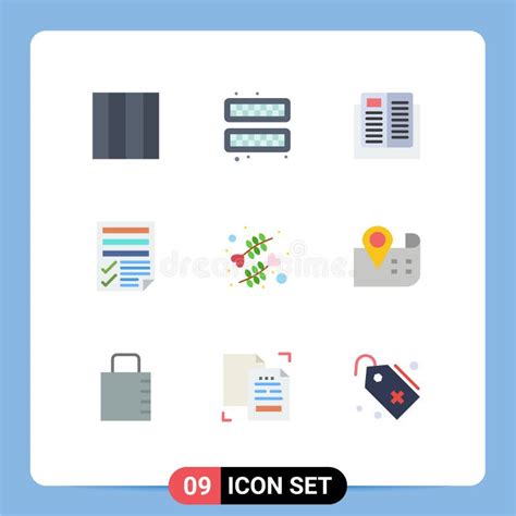 9 Flat Color Concept For Websites Mobile And Apps Heart Report Knowledge Paper File Stock