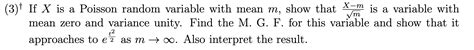 Solved 3† If X Is A Poisson Random Variable With Mean M