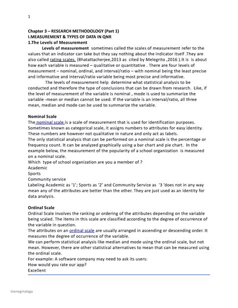 Chapter 3 Methodology P ART 1 Chapter 3 RESEARCH METHODOLOGY Part 1 I TYPES OF DATA