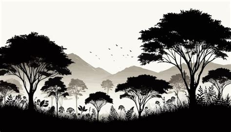 Silhouette Shadow Of Forest Scene Premium Ai Generated Vector