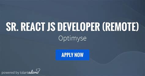 Sr React Js Developer Remote Optimyse