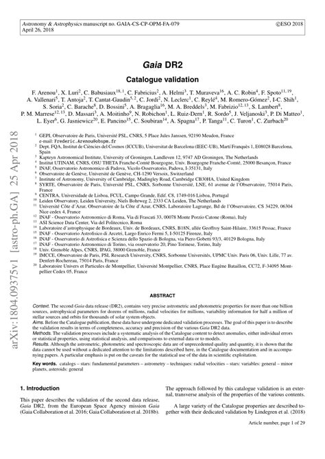 Pdf Gaia Data Release 2 Catalogue Validation