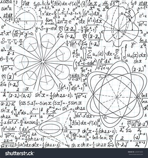 Mathematical Vector Seamless Pattern Figures Formulas Stock Vector