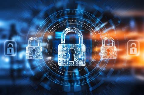 Digital Representation Of Cybersecurity With Blue And Orange Hues Stock Illustration