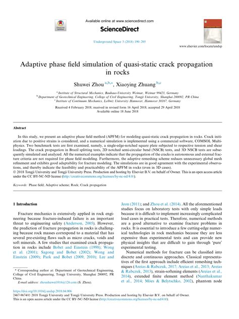 pdf adaptive phase field simulation of quasi static crack propagation
