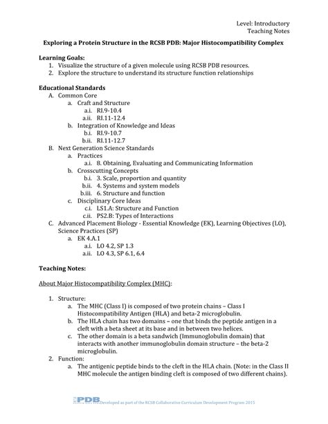 Exploring A Protein Structure In The Rcsb Pdb Major Histocompatibility Complex Docest