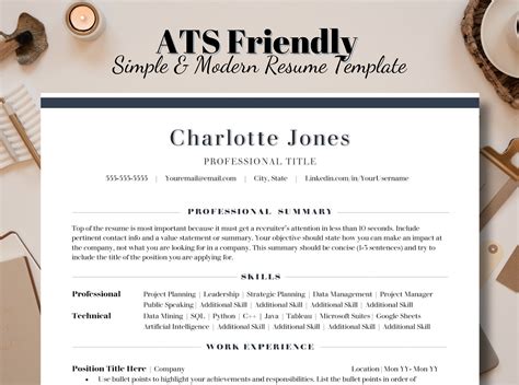 ATS Friendly Word CV Template ATS Resume Professional Minimalistic Template Modern Resume Word