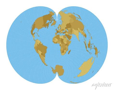 World Map American Polyconic Projection Map Of The World With • Wall Stickers Datum Landmark