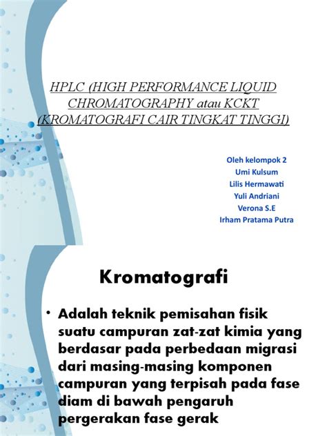 Hplc High Performance Liquid Chromatography Atau Kckt Pdf