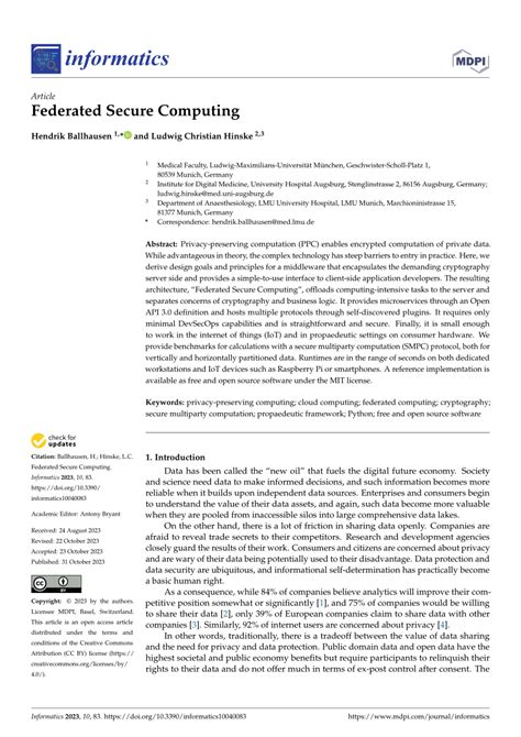 Pdf Federated Secure Computing