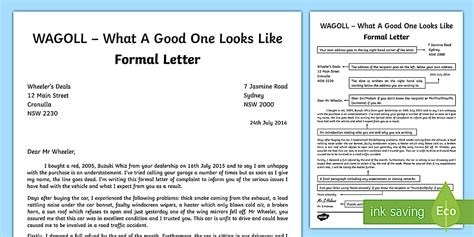 Wagoll Formal Letter Writing Sample Twinkl