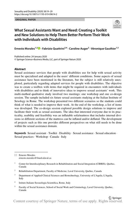 What Sexual Assistants Want And Need Creating A Toolkit And New Solutions To Help Them Better