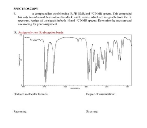 Solved Spectroscopy 6 A Compound Has The Following Ir 1h