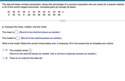 Solved The Data Set Below Contains Penetration Values The Chegg Com
