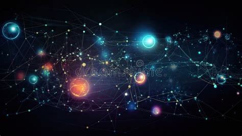 Dark Blue And Glow Particle Abstract Background Generative Ai Stock