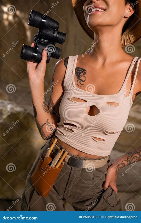 Cropped View Of Cheerful Archaeologist In Stock Image Image Of Equipment Archaeologist