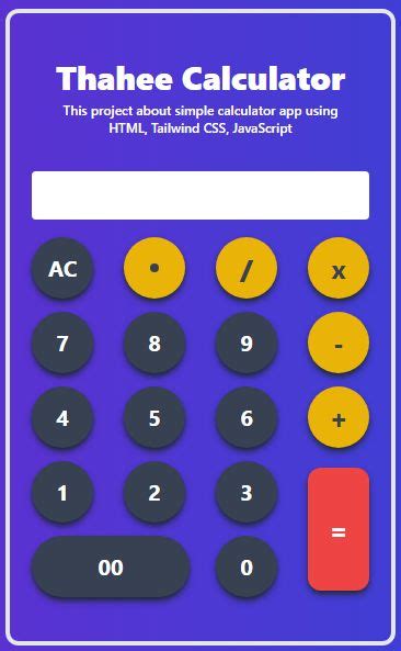 Designing A Calculator With Html Tailwind Css And Javascript Hathil