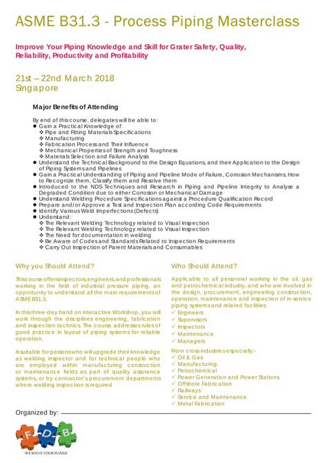 Pdf Asme B313 Process Piping Masterclass · Asme B313 Process