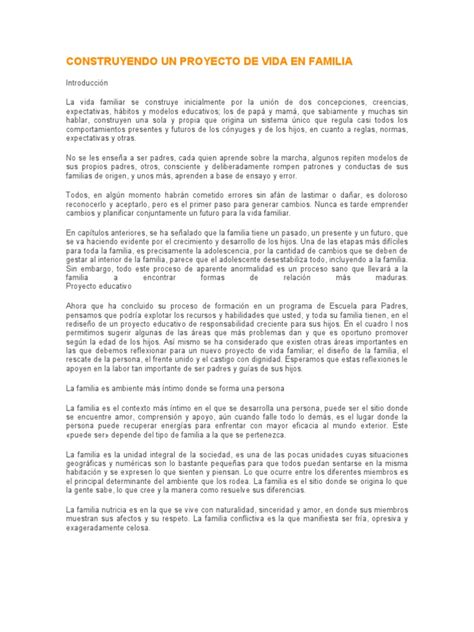 Proyecto De Vida En Familia Pdf Familia Comportamiento