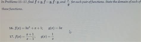 solved in problems 15 17 find f g f−g f⋅g and g for each