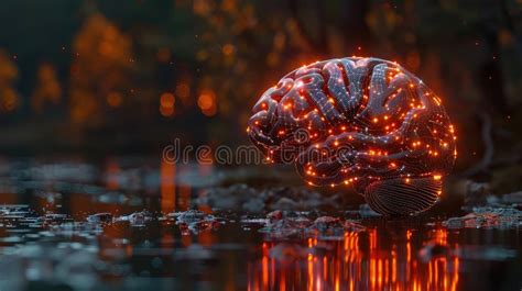 A Glowing Human Brain Emitting Light Pulses Stock Illustration Illustration Of Businessman