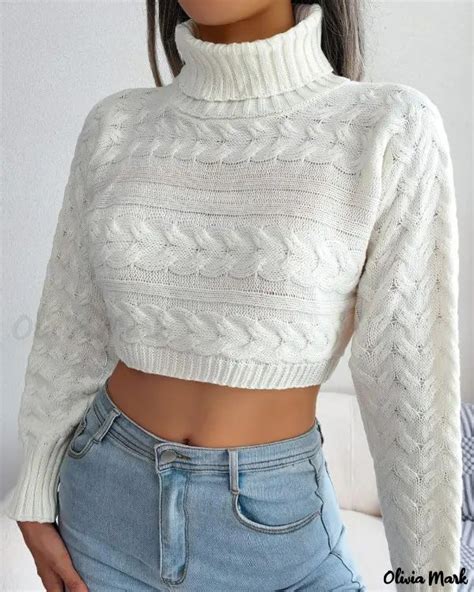Olivia Mark Long Sleeve Cable Knit Cropped Sweater Cropped Sweater Fashion Outfits Clothes