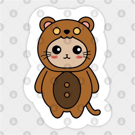 Kawaii Cute Cat In Bear Suit Pajamas Kawaii Sticker Teepublic