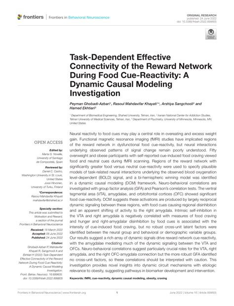 Pdf Task Dependent Effective Connectivity Of The Reward Network