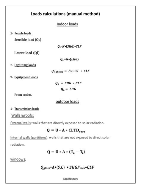Loads Calculations Manual 1 Pdf