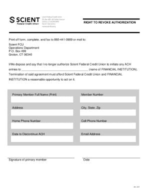 Fillable Online Right To Revoke Authorization Fax Email Print PdfFiller