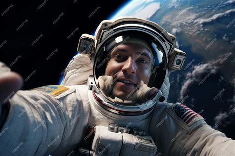 Premium Photo An Astronaut Taking A Selfie In Outer Space With Planet Earth In The Background