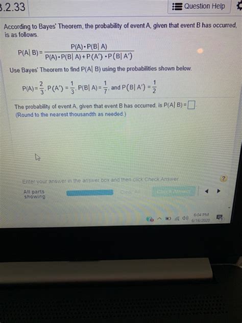 Solved Question Help According To Bayes Theorem The Chegg Com