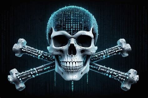 Premium Photo Internet Security And Malware Concept Illustration A Skull And Bones Symbol Made